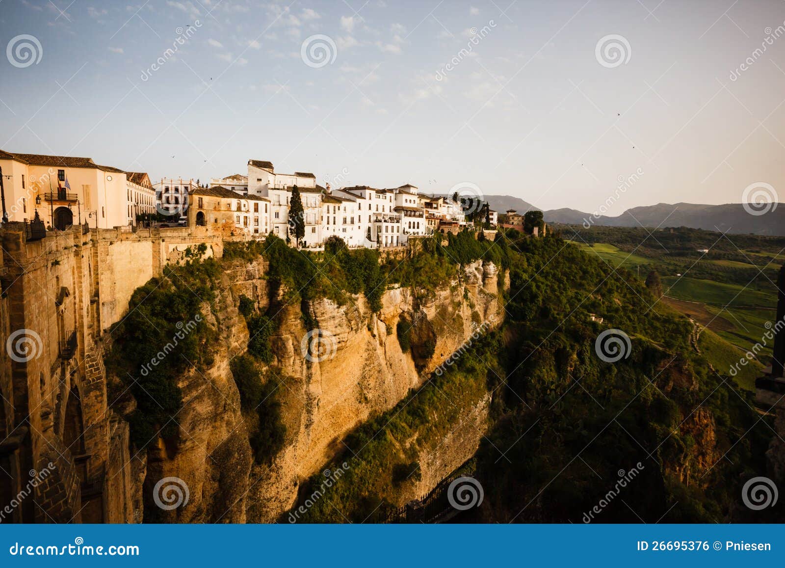 Cliffside Modern Ronda Spain and Valley Landscape Stock Photo - Image ...