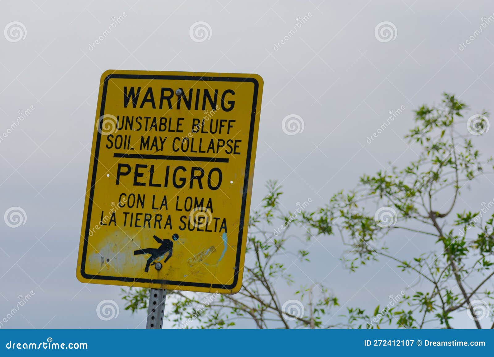 Cliffside Warning Sign - Unstable Bluff, Mudsldie, and Rockslide ...