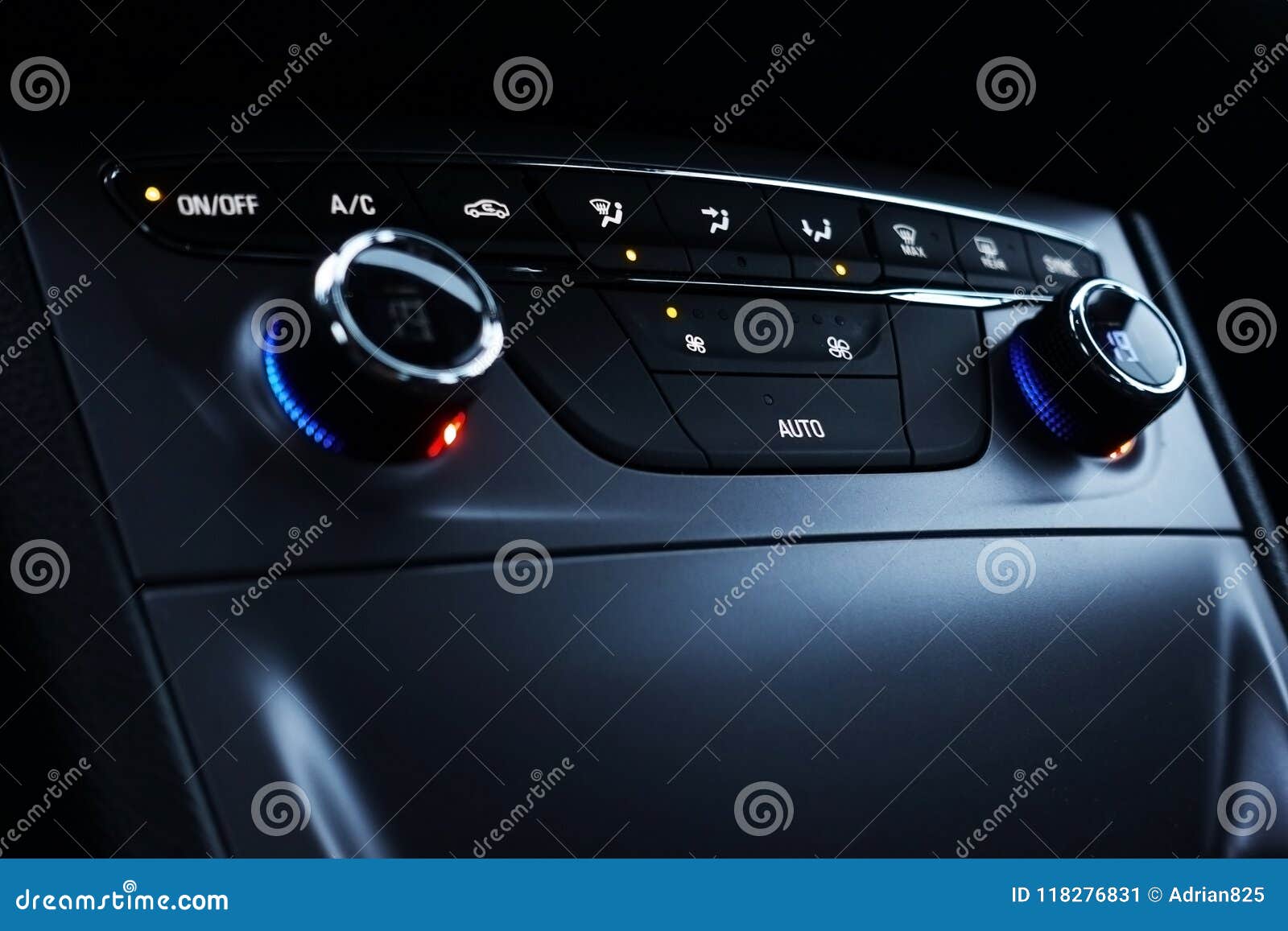 Clima Control Unit of a Modern Car Stock Image - Image of temperature ...