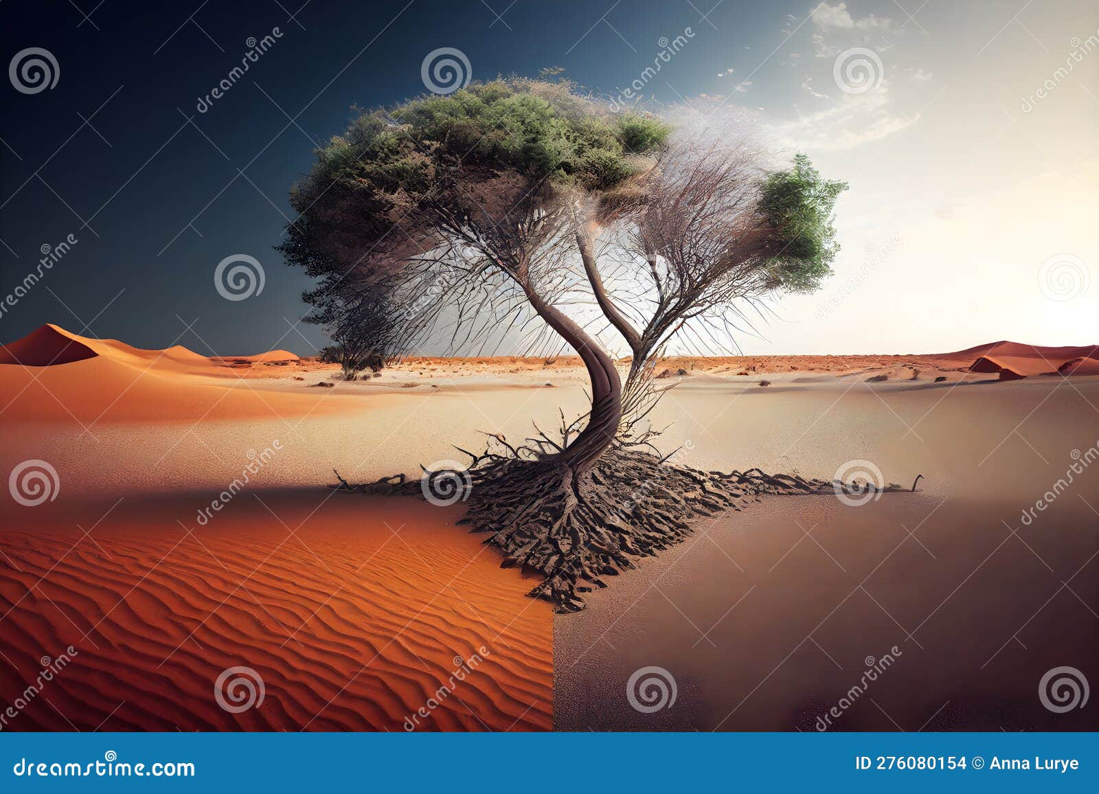 Desertification Process As Climate Change To Hot And Dry Soil Outline ...