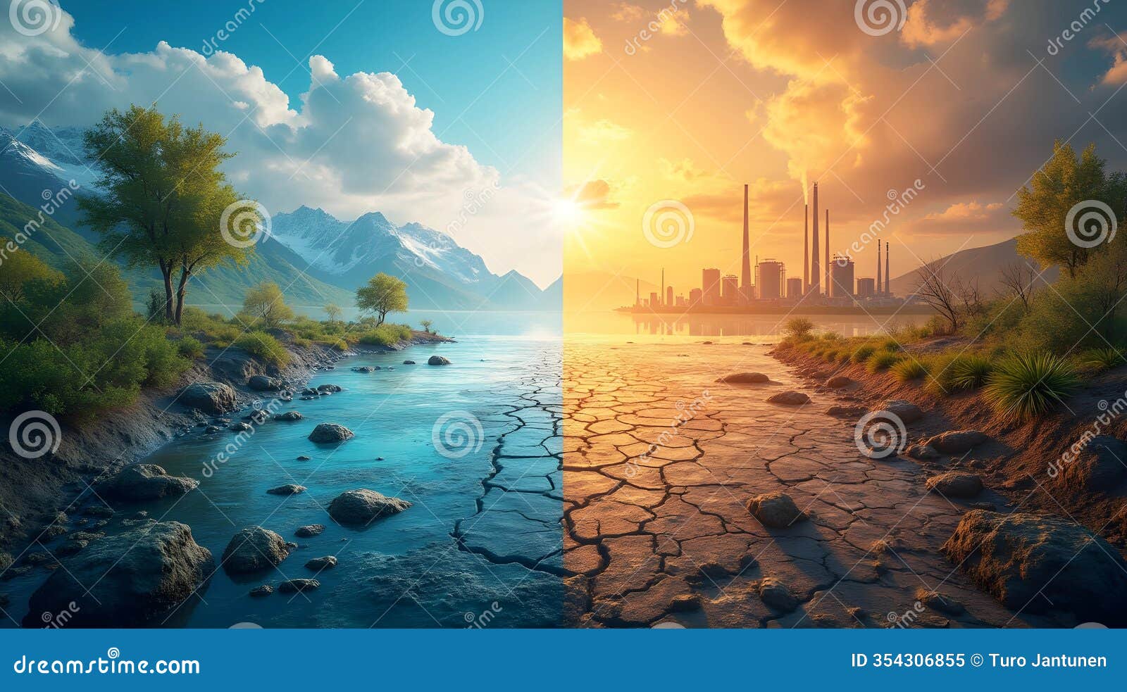 Climate Change: a Divided World Stock Illustration - Illustration of ...