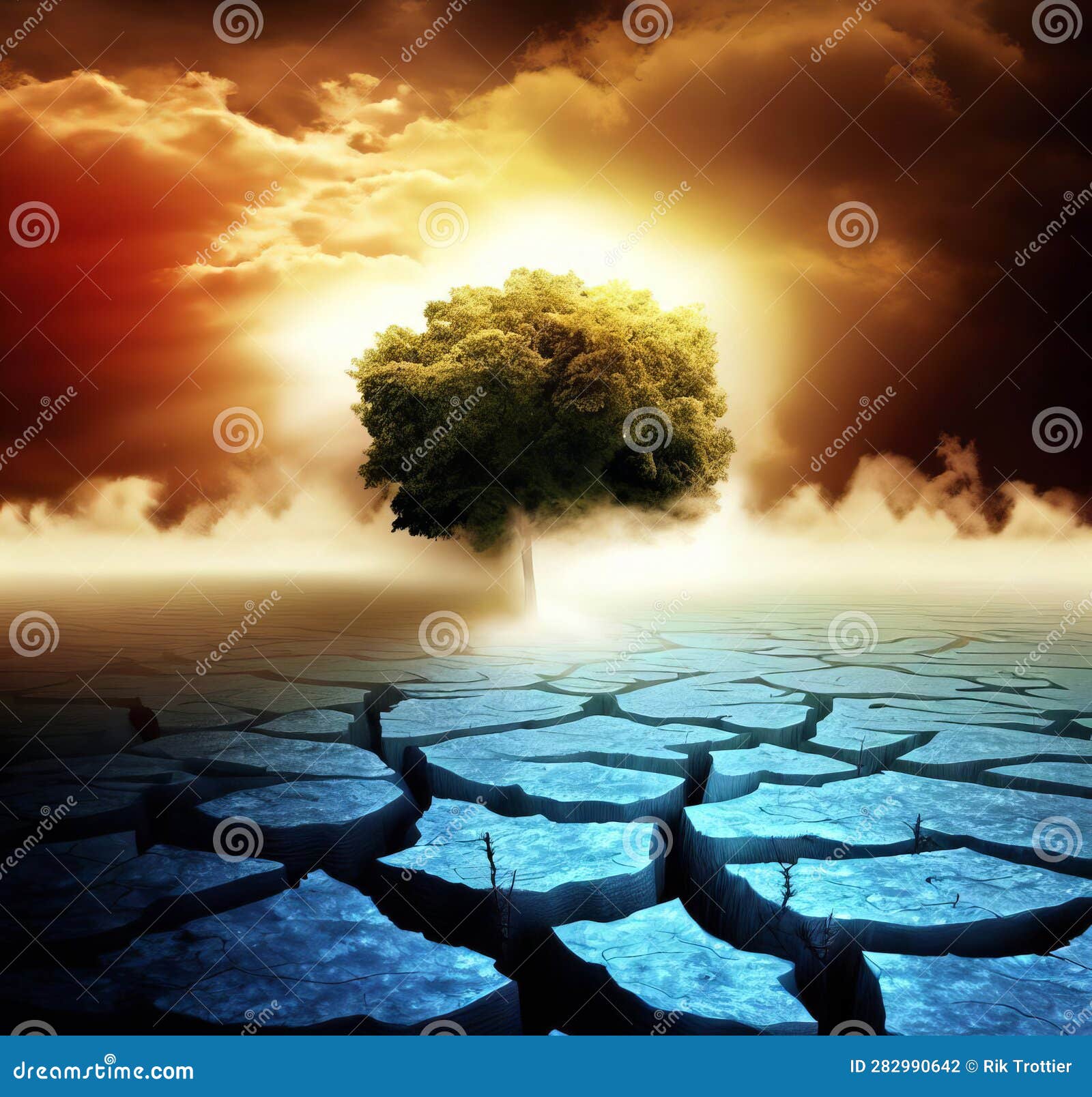 Drought In Land Or Dry Desert Soil With Dead Trees Cartoon Vector ...