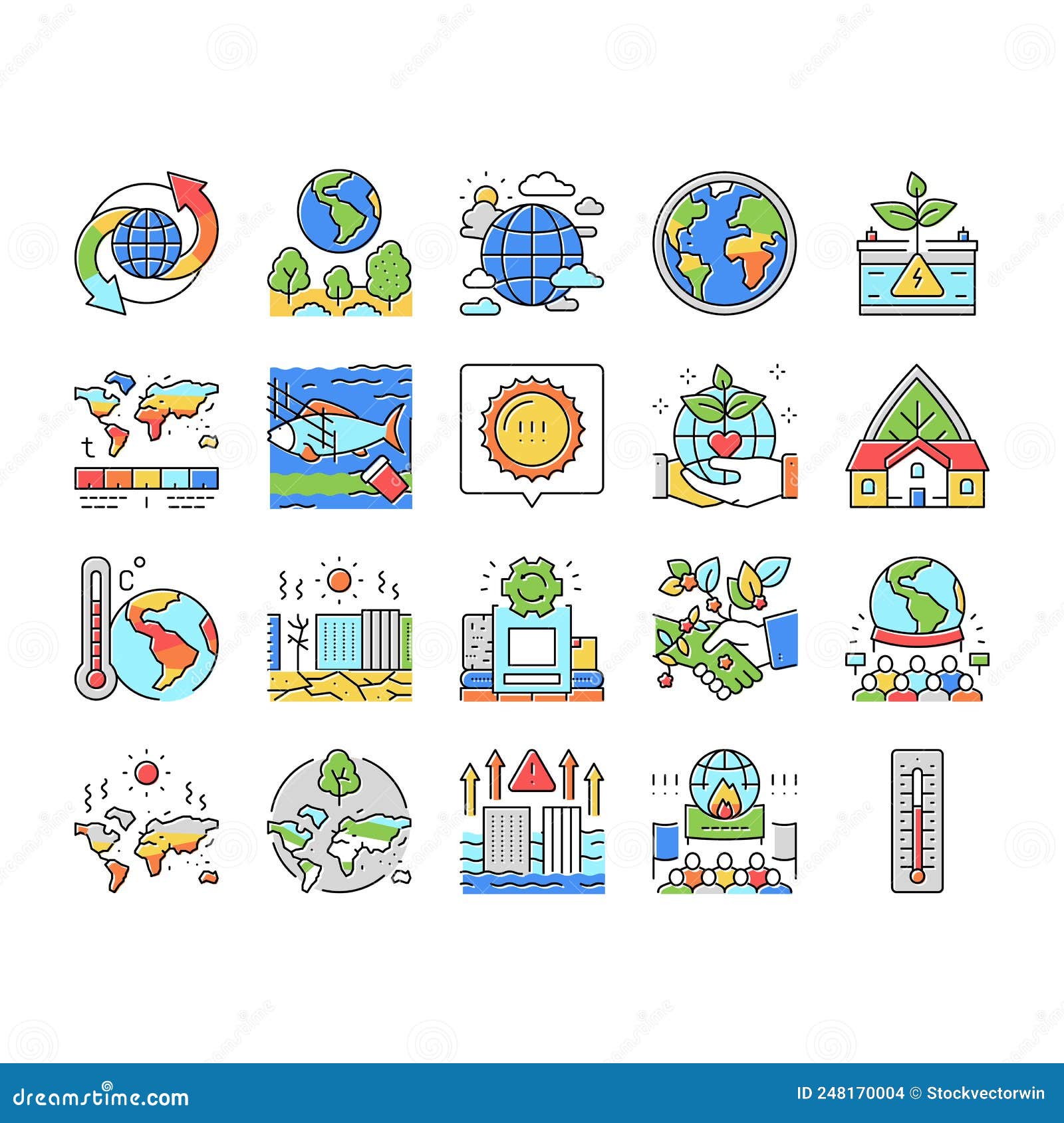 Climate Change and Environment Icons Set Vector Stock Vector ...