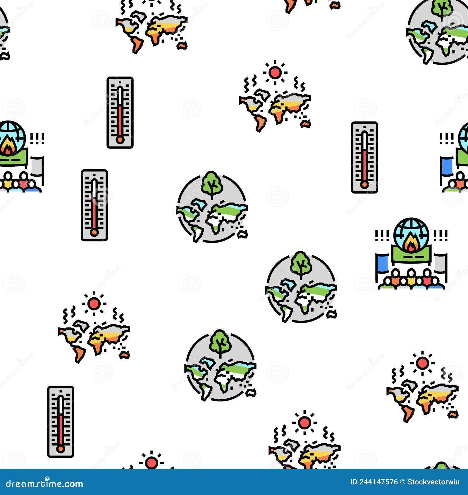 Climate Change and Environment Vector Seamless Pattern Stock Vector ...