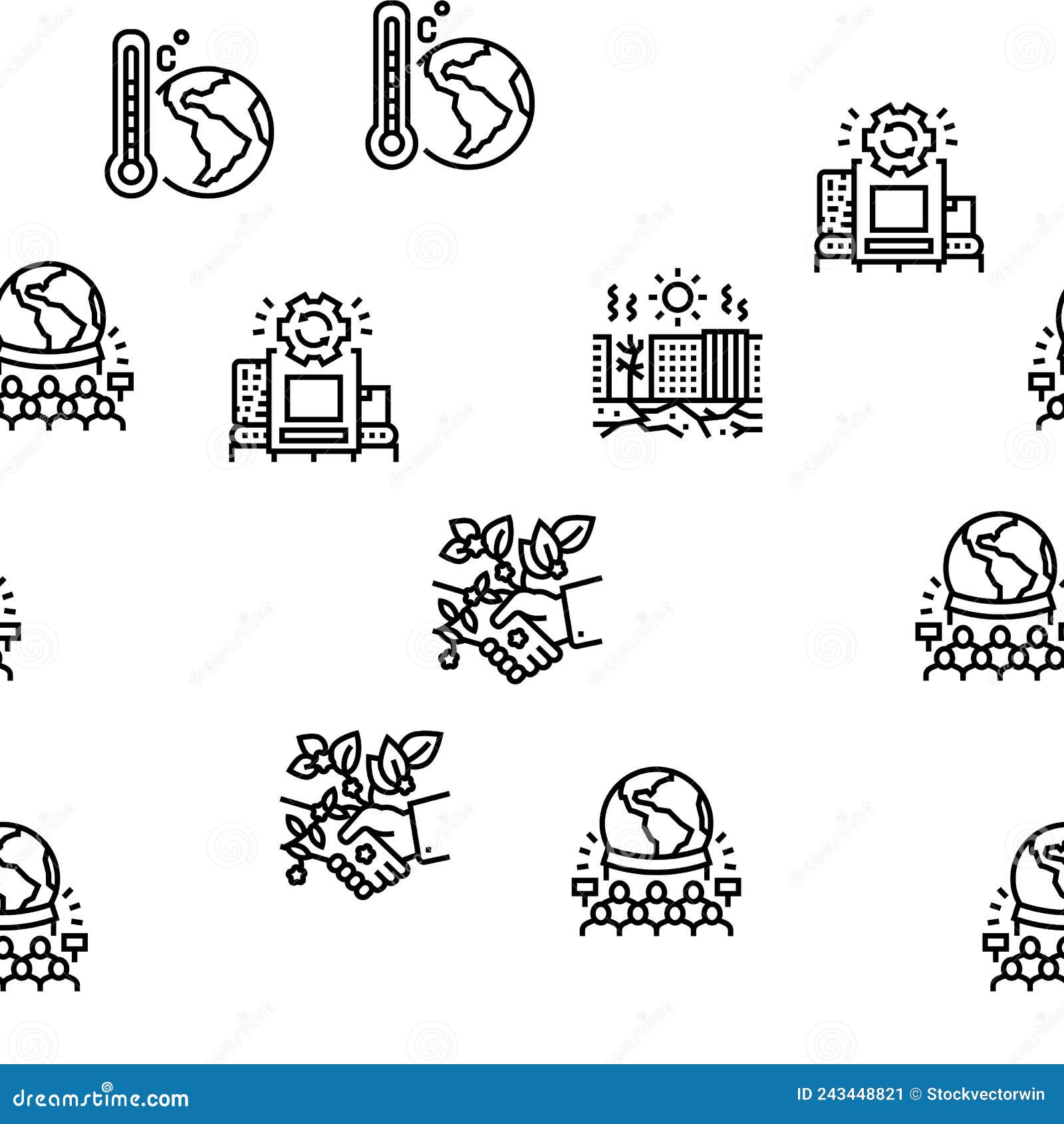 Climate Change and Environment Vector Seamless Pattern Stock Vector ...