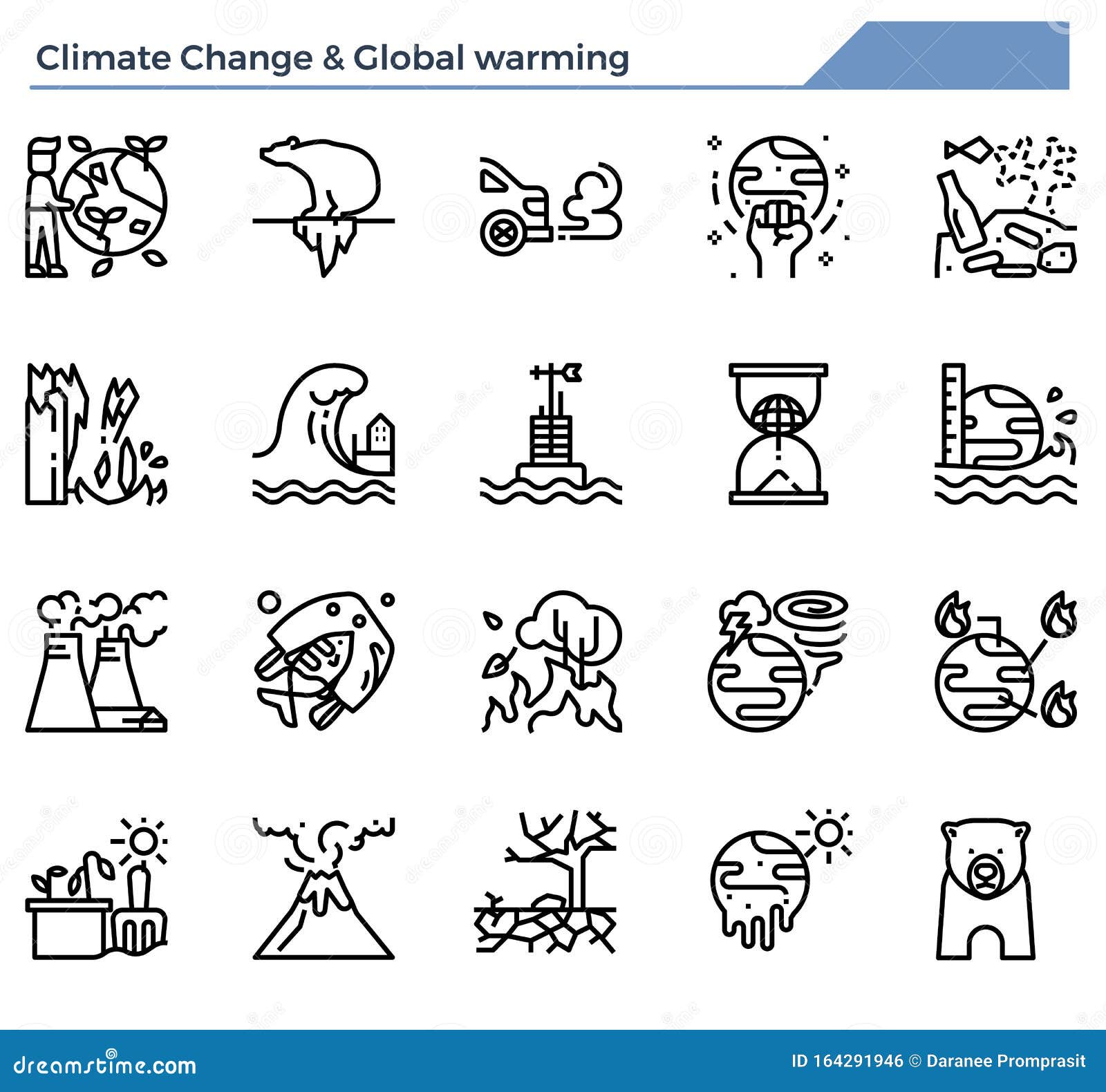 Climate Change and Global Warming Icon Set Stock Vector - Illustration ...