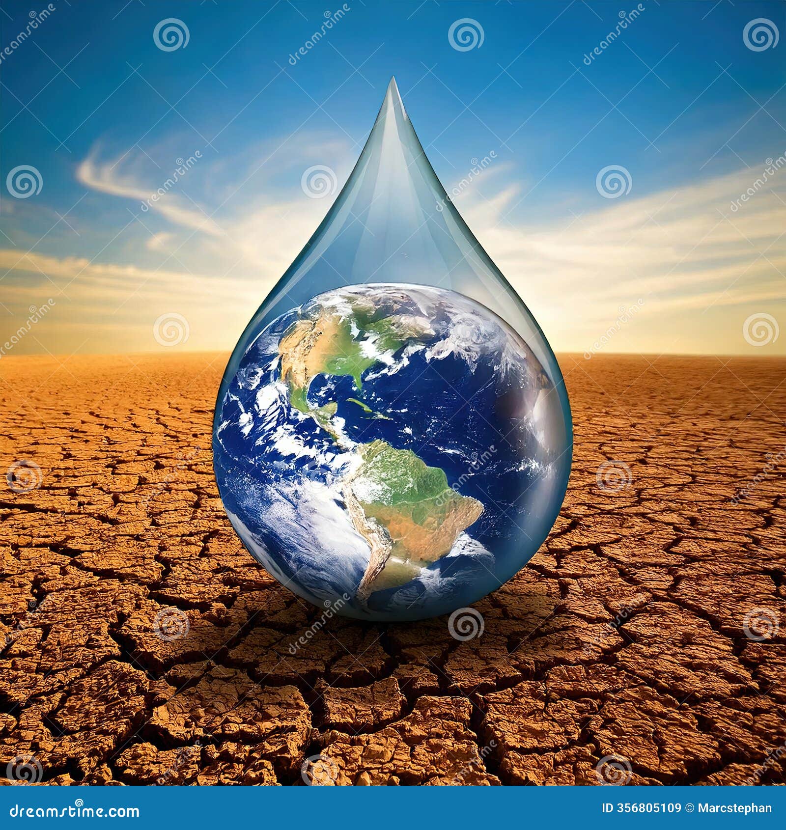 Climate Change, a Globe Revealed by a Drop of Water Lies on the Earth ...