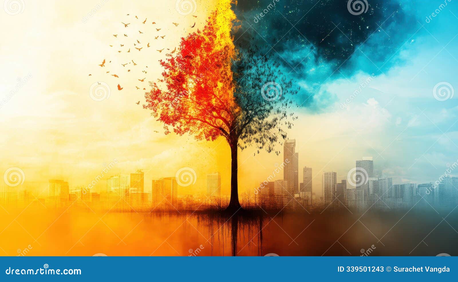 Climate Change Impact on Ecosystem Visual Representation Stock Image ...