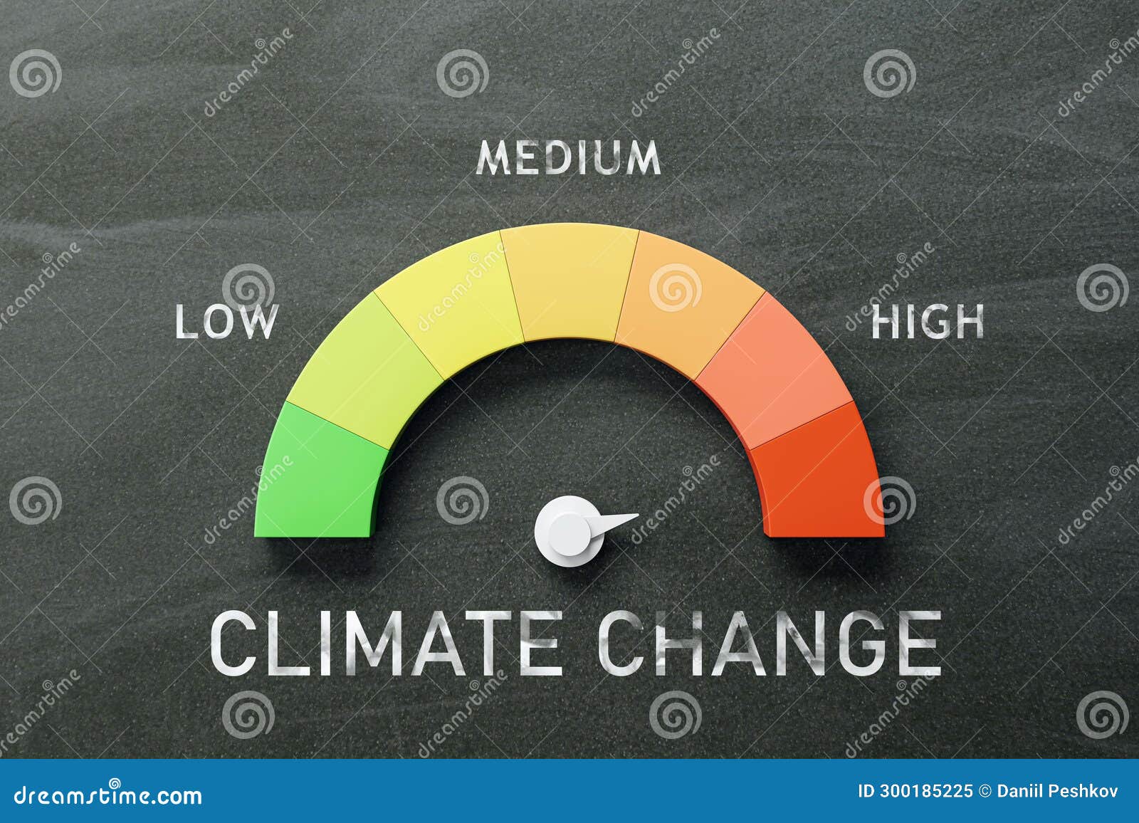 Climate Change Indicator on a Slate Background with a Low To High Meter ...