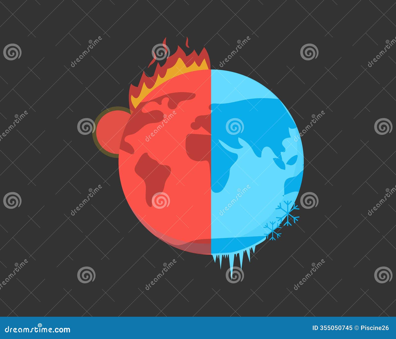 Climate Change Issue with Hot and Cold Temperature in the World Stock ...
