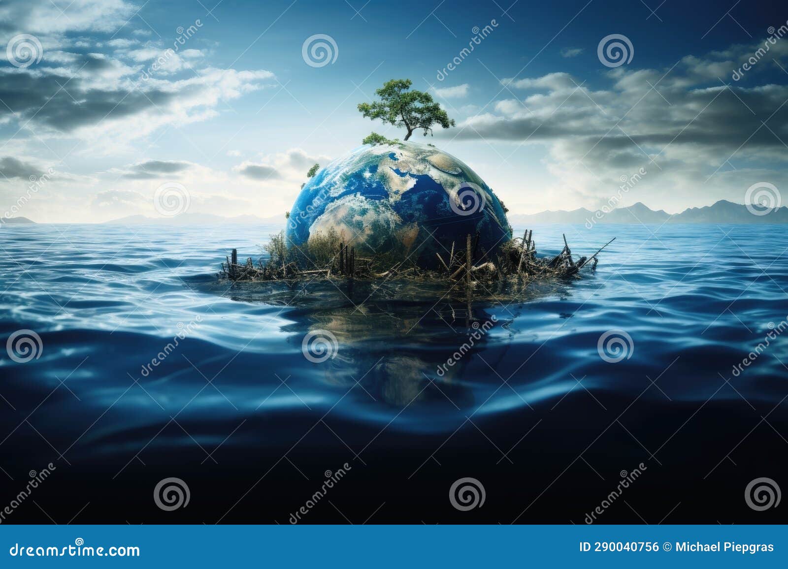 Climate Change Makes Planet Earth Drowning Stock Photo - Image of ...