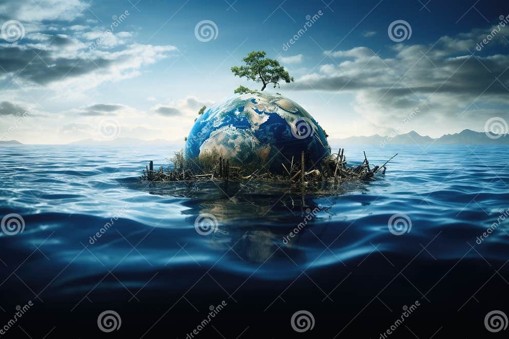 Climate Change Makes Planet Earth Drowning Stock Photo - Image of ...