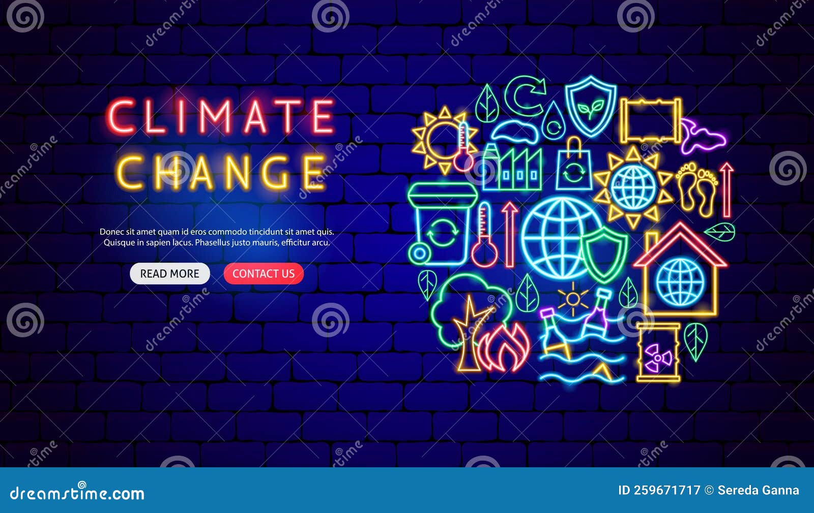 Climate Change Neon Banner Design Stock Illustration - Illustration of ...