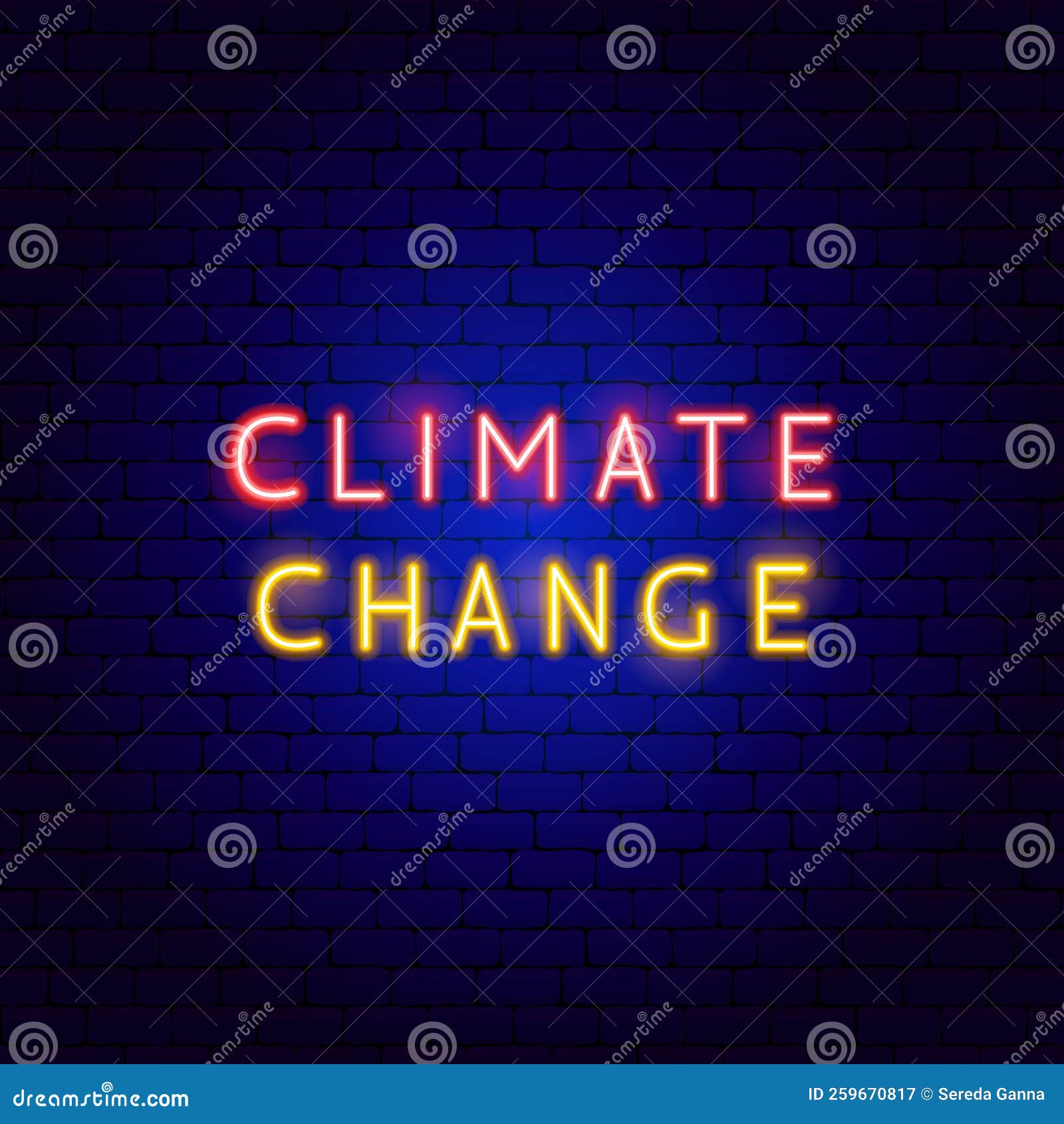 Change Neon Sign On Brick Wall Background. Vector Illustration ...