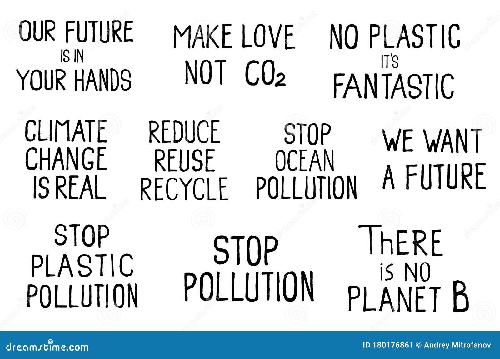 Climate Change Protest Signs. Handwritten Text. Sets of Quotes Stock ...