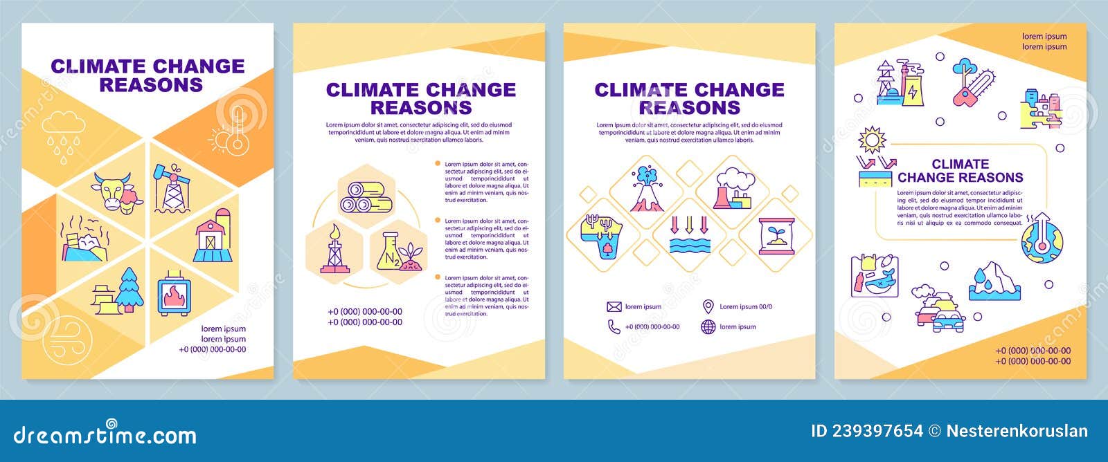 Climate Change Reasons Brochure Template Stock Illustration ...