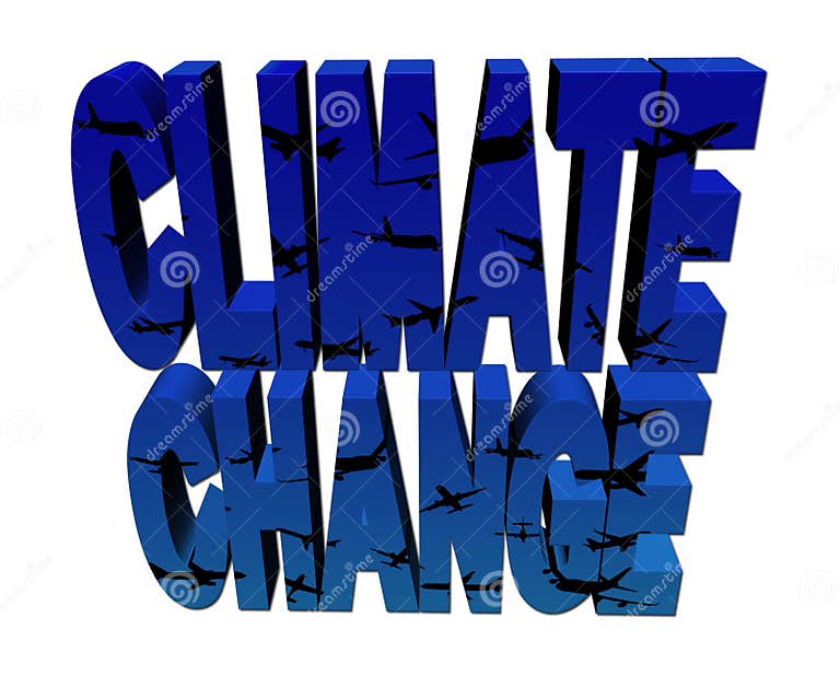 Climate Change Text with Planes Stock Illustration - Illustration of ...