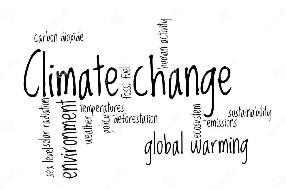 Climate change word cloud stock illustration. Illustration of increase ...