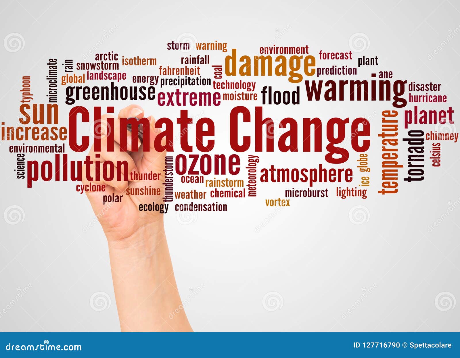 Climate Change Word Cloud and Hand with Marker Concept Stock ...