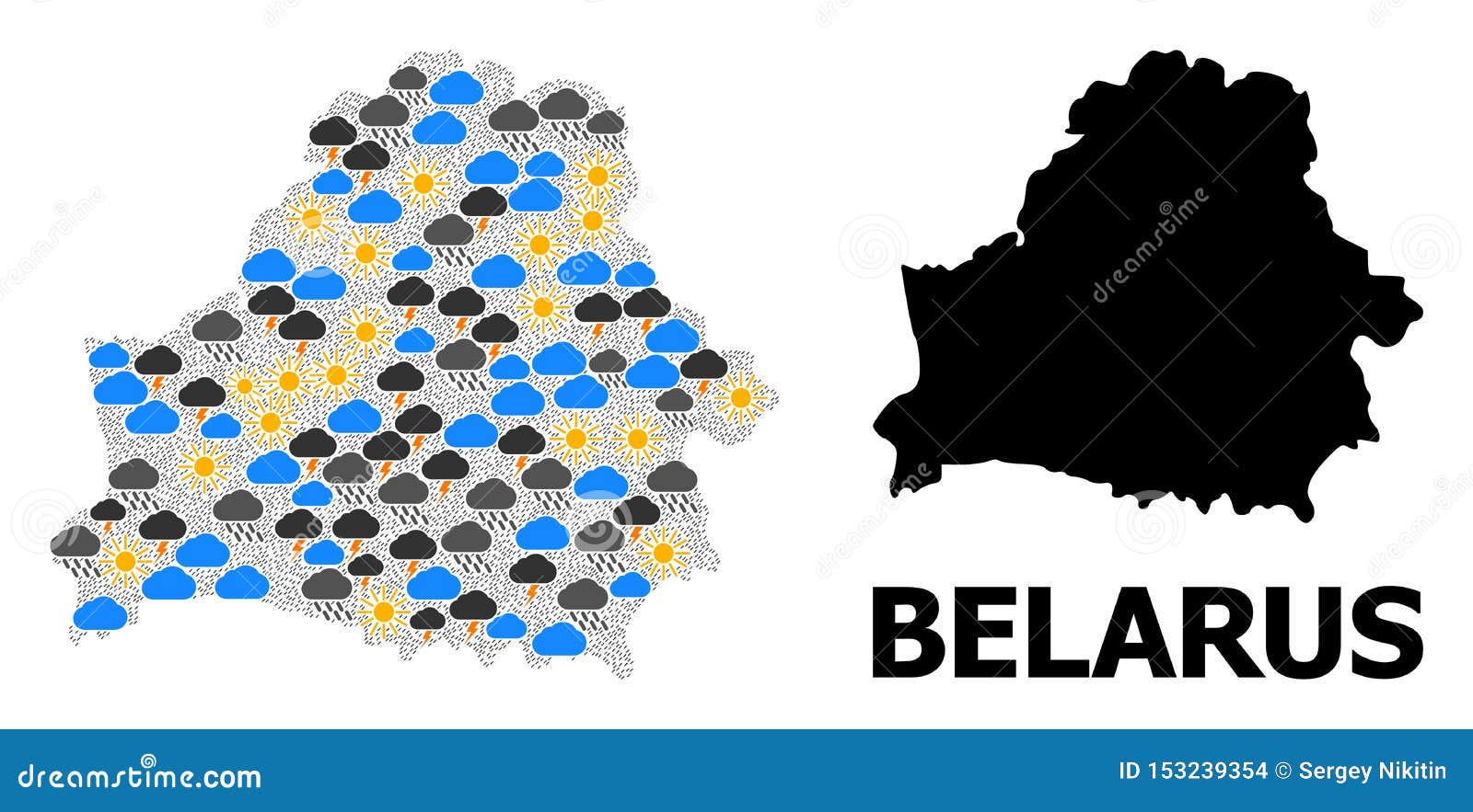 Climate Collage Map of Belarus Stock Illustration - Illustration of ...