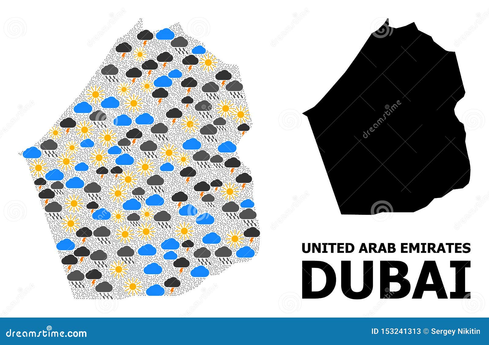 Climate Collage Map of Dubai Emirate Stock Illustration - Illustration ...