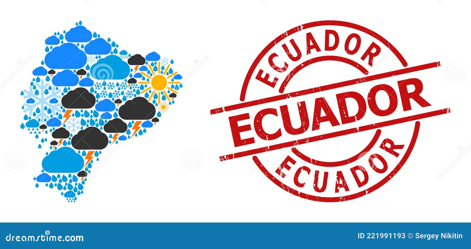 Weather Collage Map of Ecuador and Grunge Badge Stock Vector ...