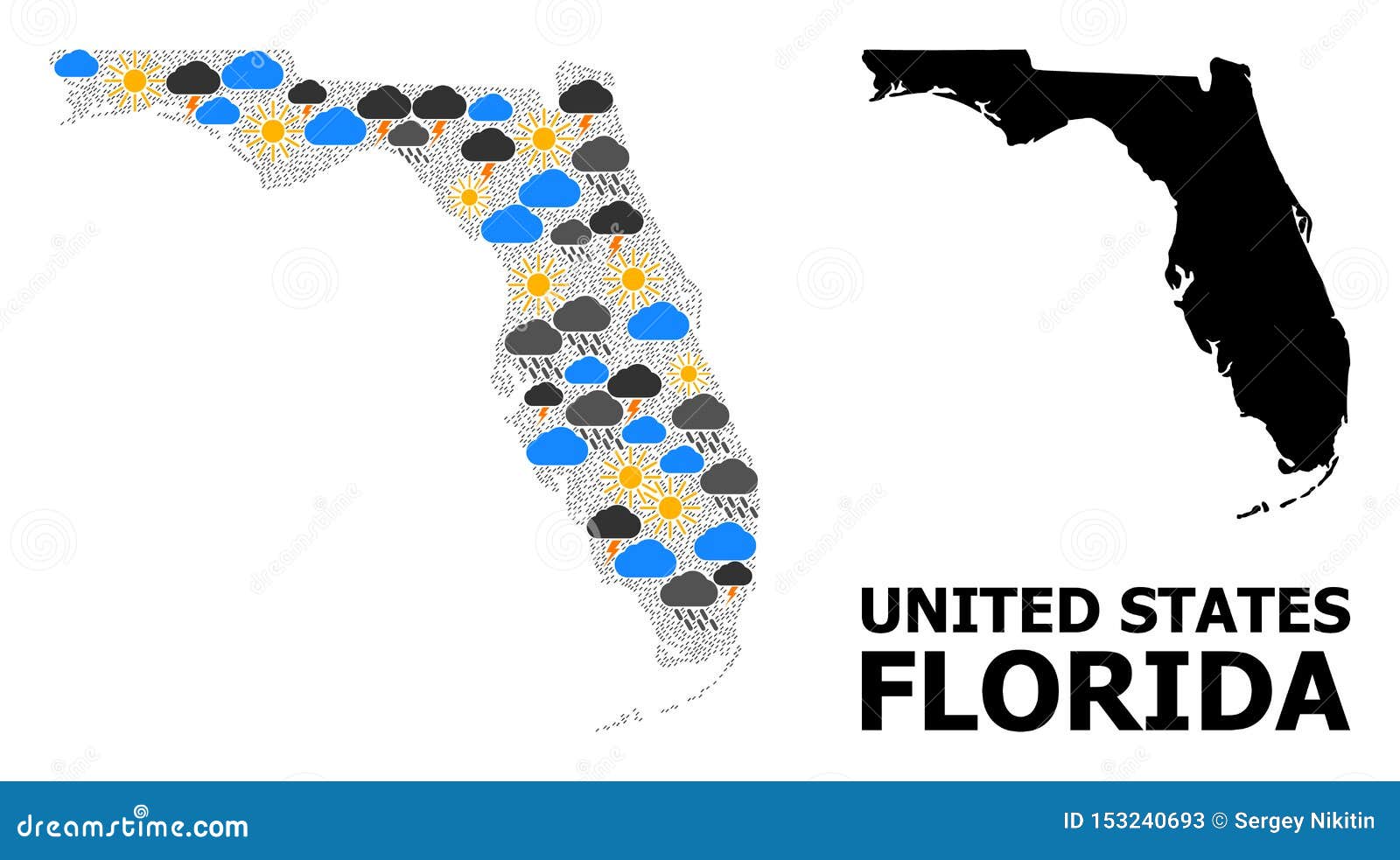 Climate Collage Map of Florida State Stock Illustration - Illustration ...