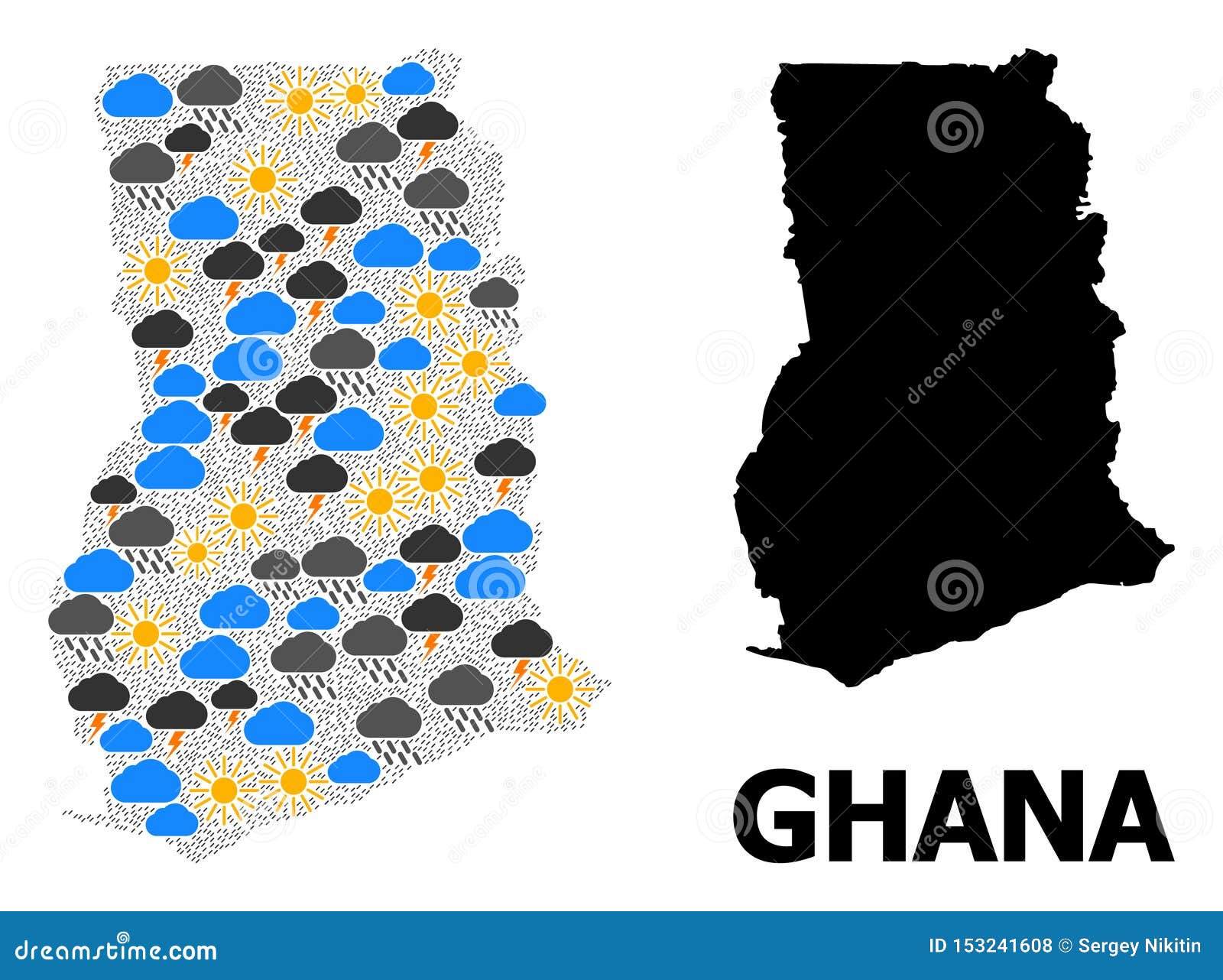 Climate Collage Map of Ghana Stock Illustration - Illustration of ...