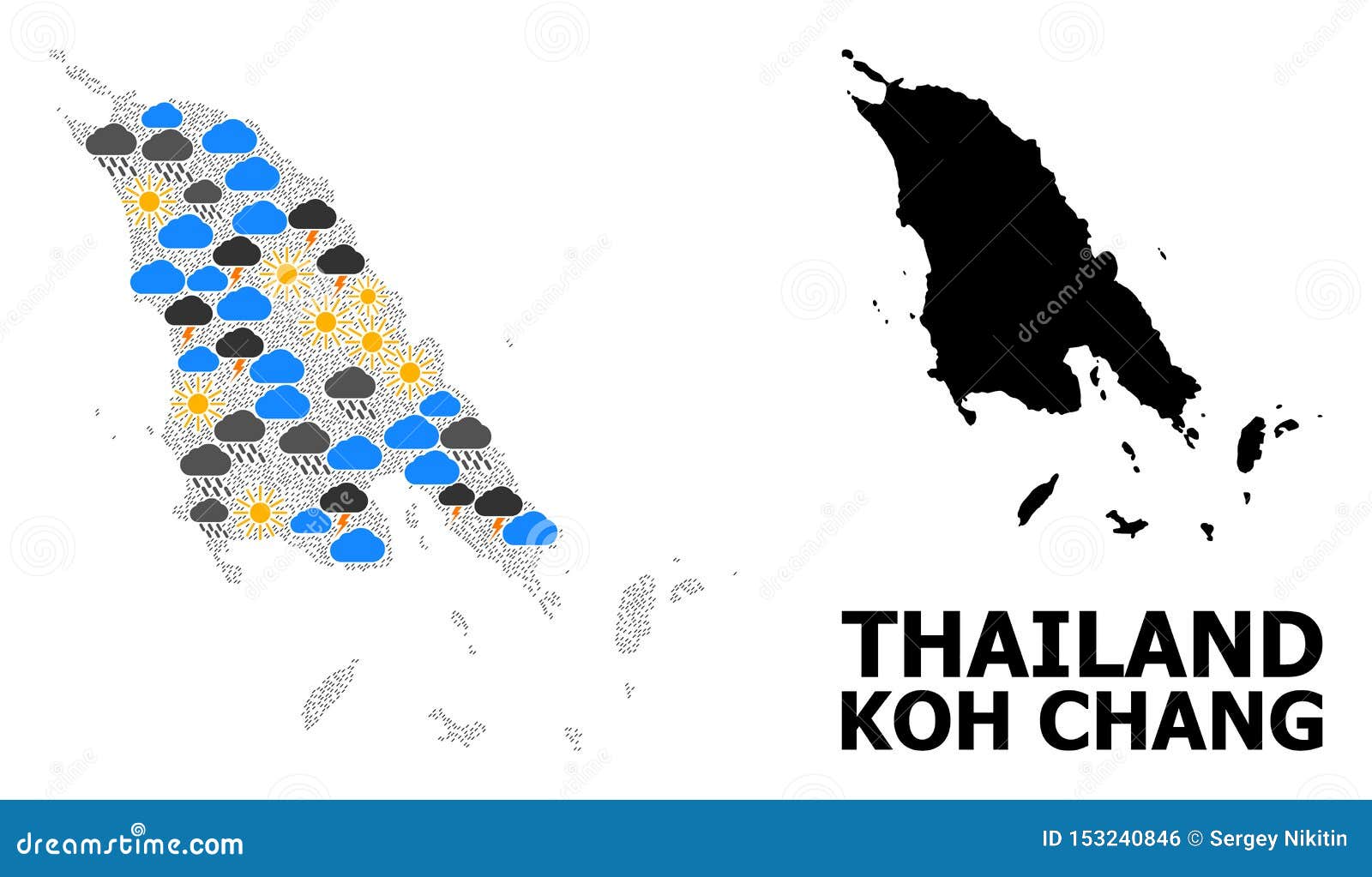 Climate Collage Map of Koh Chang Stock Illustration - Illustration of ...