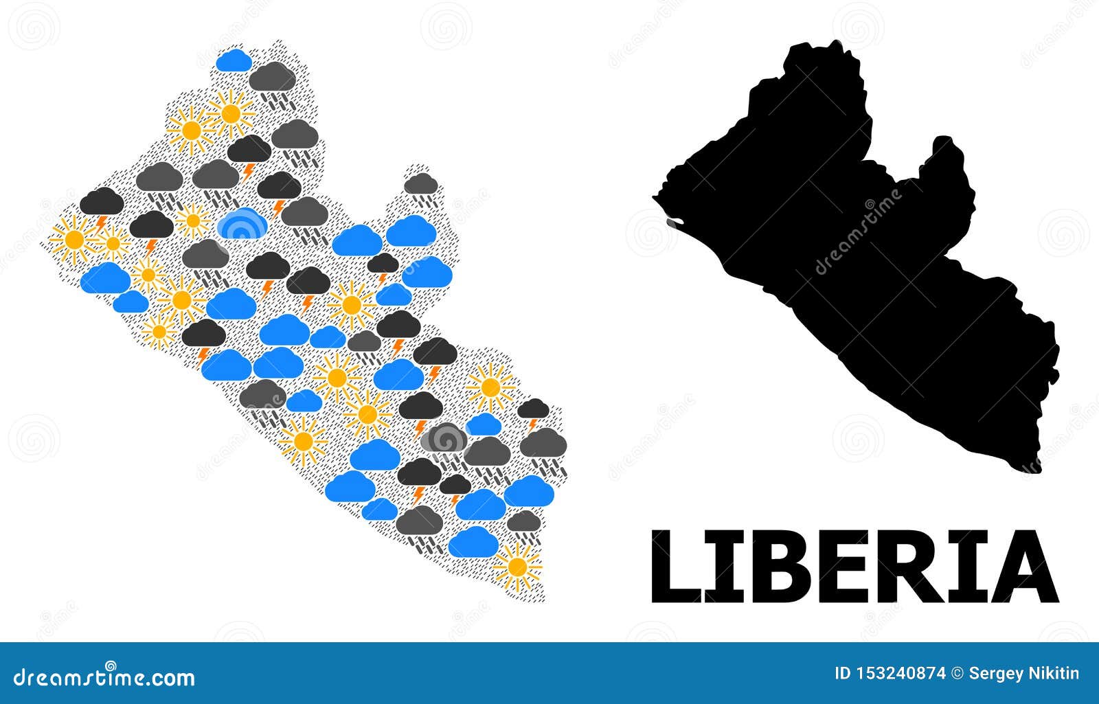 Climate Collage Map of Liberia Stock Illustration - Illustration of ...