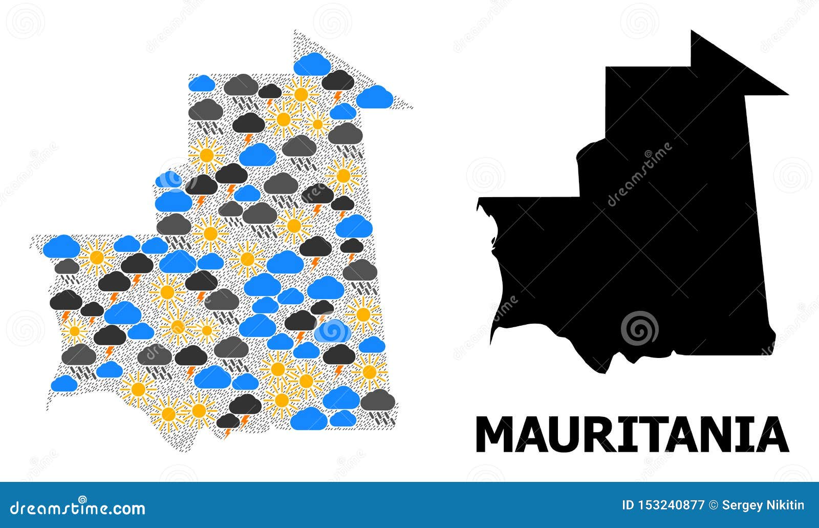 Climate Collage Map of Mauritania Stock Illustration - Illustration of ...