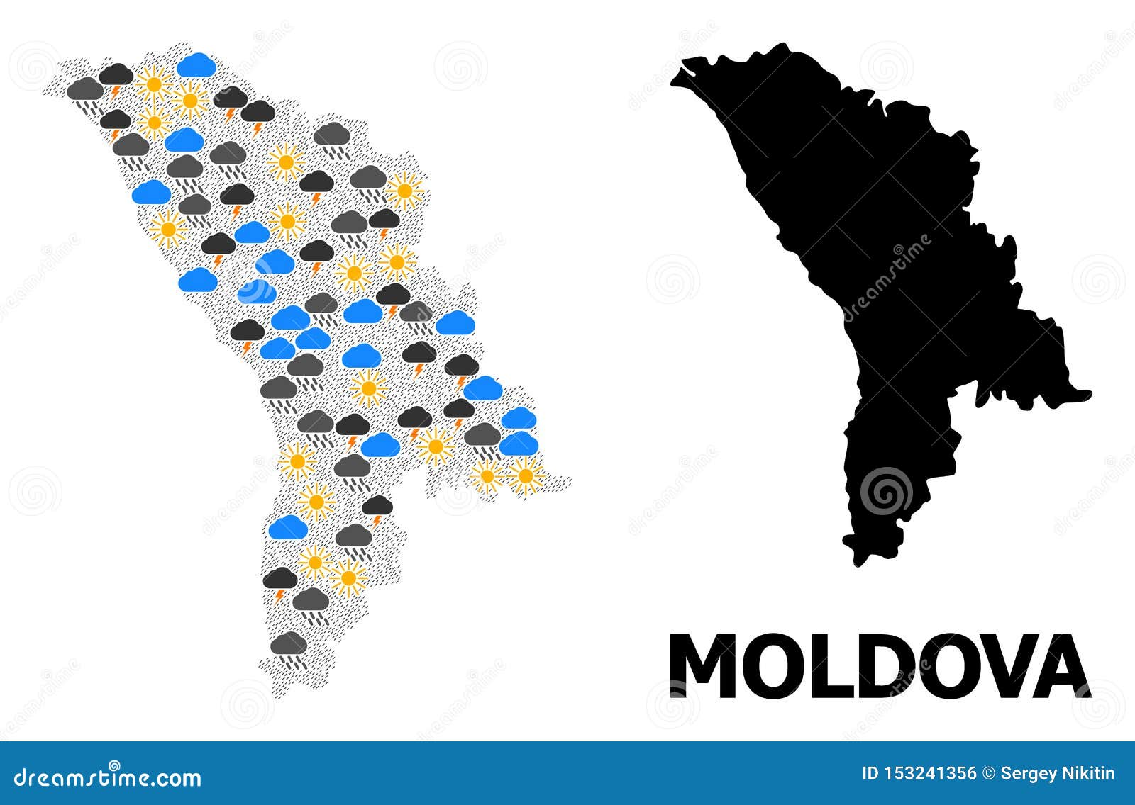 Climate Collage Map of Moldova Stock Illustration - Illustration of ...