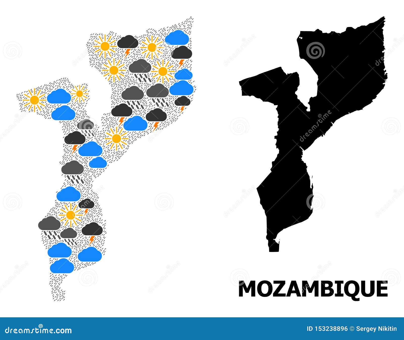 Climate Collage Map of Mozambique Stock Illustration - Illustration of ...
