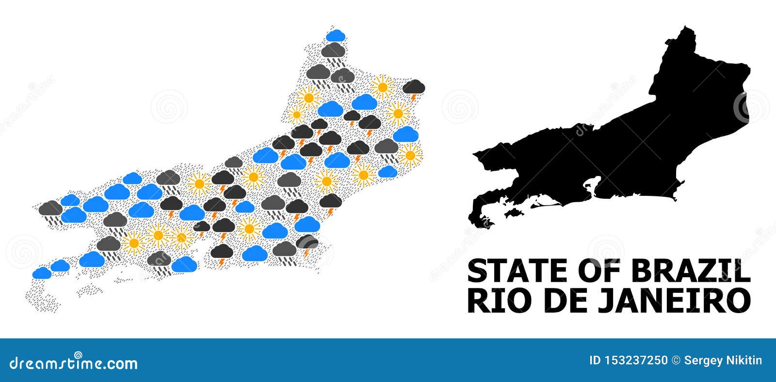 Climate Collage Map of Rio De Janeiro State Stock Illustration ...