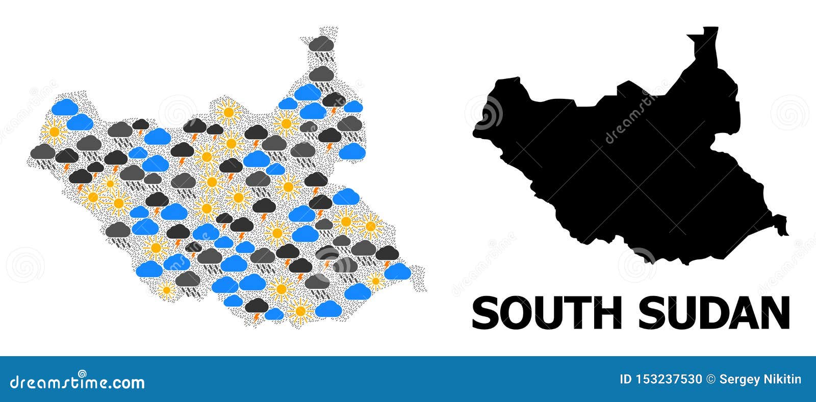 Climate Collage Map of South Sudan Stock Illustration - Illustration of ...