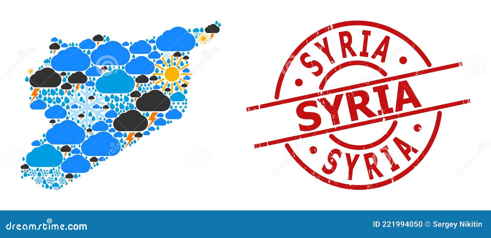 Climate Collage Map of Syria and Rubber Stamp Stock Vector ...