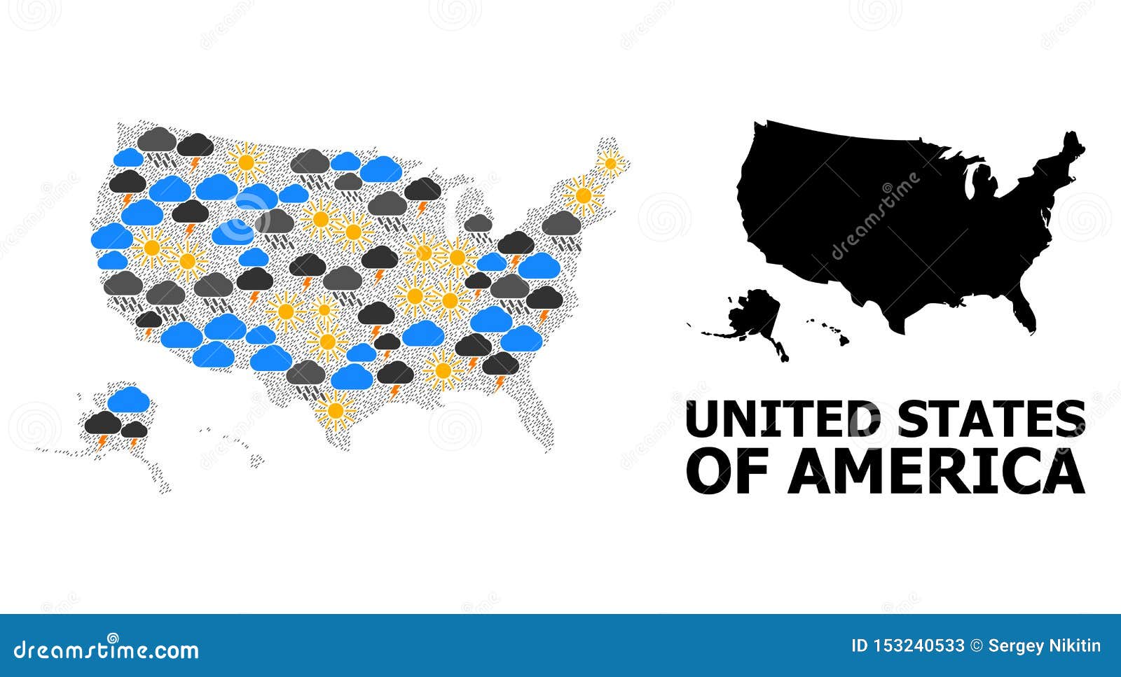 Climate Collage Map of USA Territories Stock Illustration ...