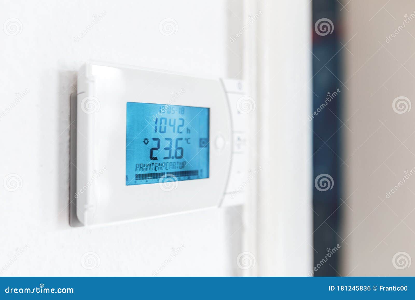 Control Panel on the Wall in a Room in a Residential Building. HVAC and ...