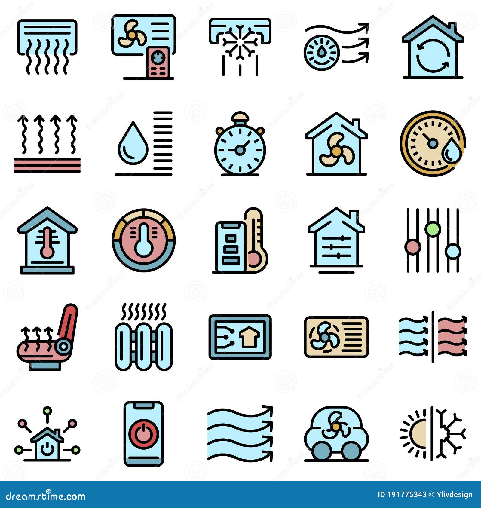Climate Control Systems Icons Set Vector Flat Stock Vector ...