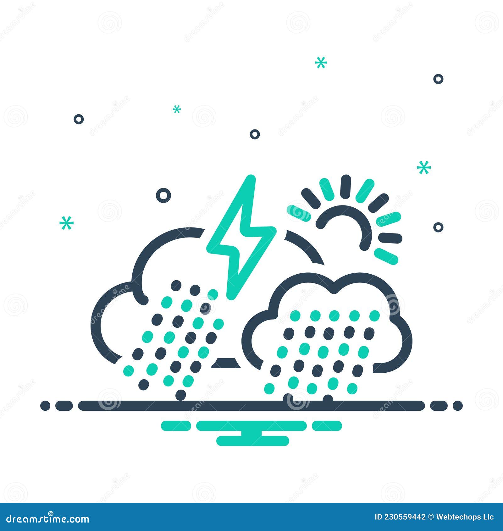 Mix Icon for Climate, Showery and Thunder Stock Vector - Illustration ...