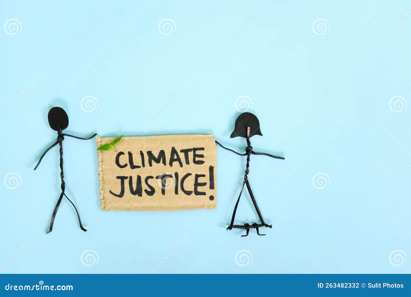 Climate Justice Concept. People Stick Figures Protesting while Holding ...