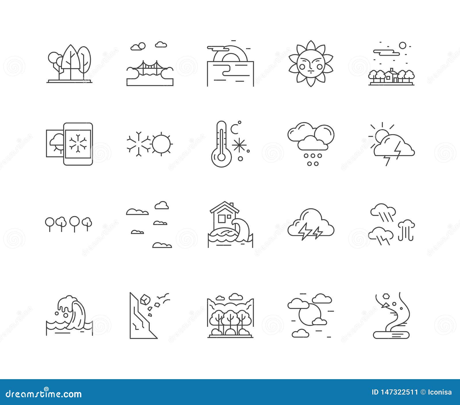 Climate Line Icons, Signs, Vector Set, Outline Illustration Concept ...