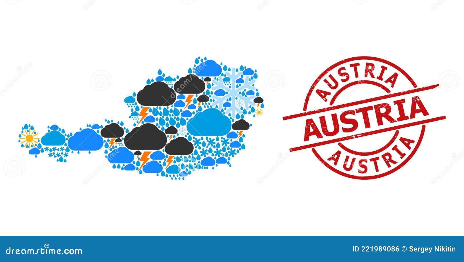 Climate Mosaic Map of Austria and Textured Seal Stock Vector ...