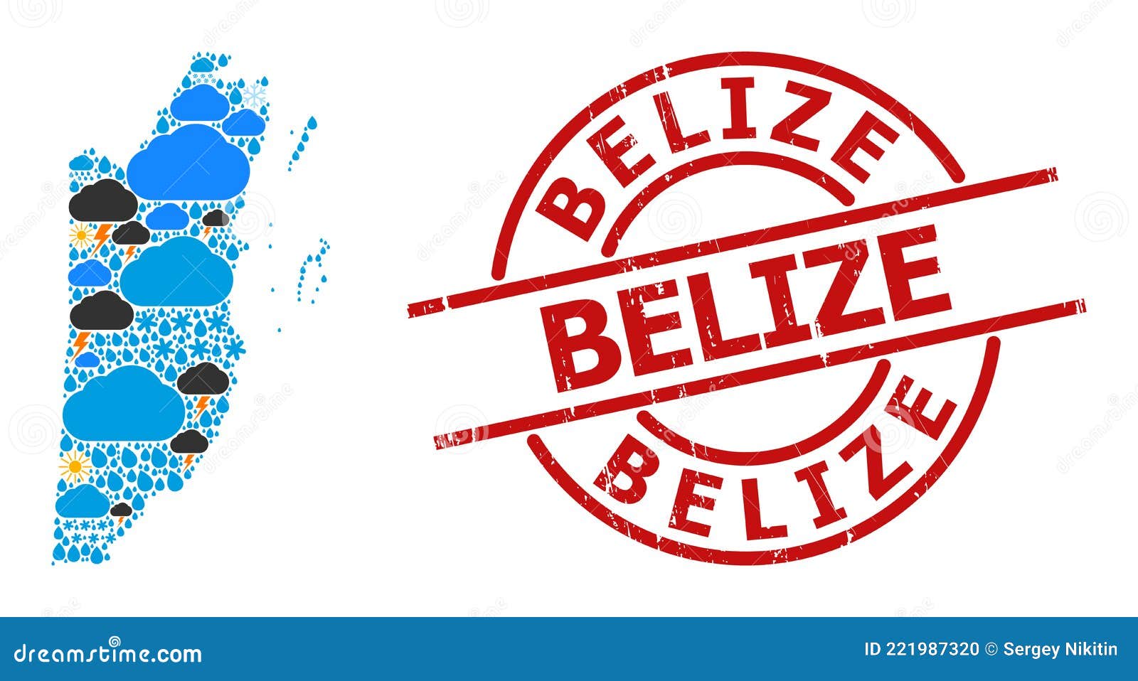 Climate Mosaic Map of Belize and Scratched Seal Stock Vector ...