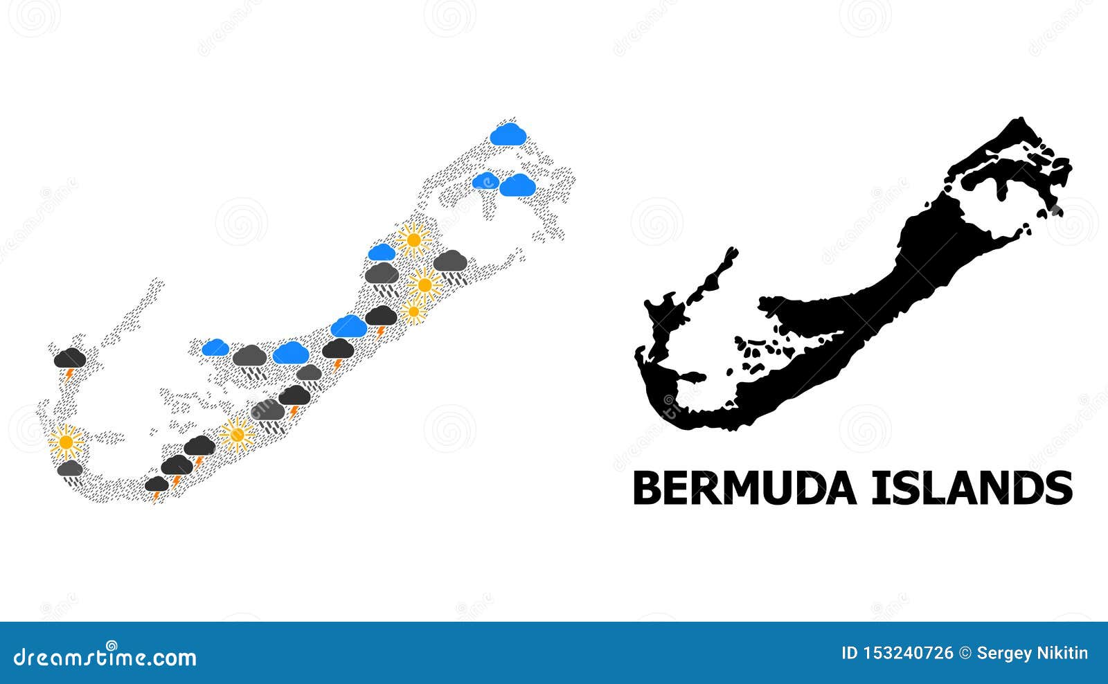 Climate Mosaic Map of Bermuda Islands Stock Illustration - Illustration ...