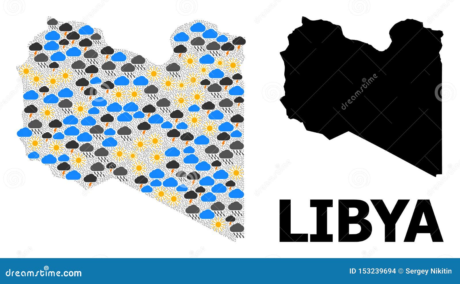 Climate Mosaic Map of Libya Stock Illustration - Illustration of ...