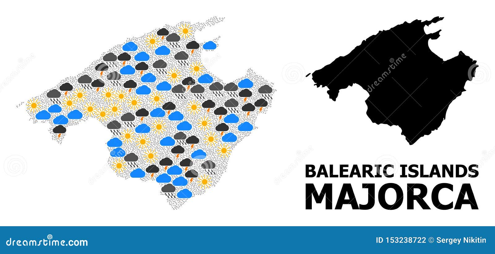 Climate Mosaic Map of Majorca Stock Illustration - Illustration of rain ...