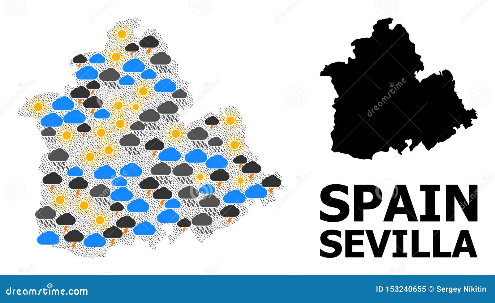 Climate Mosaic Map of Sevilla Province Stock Illustration ...