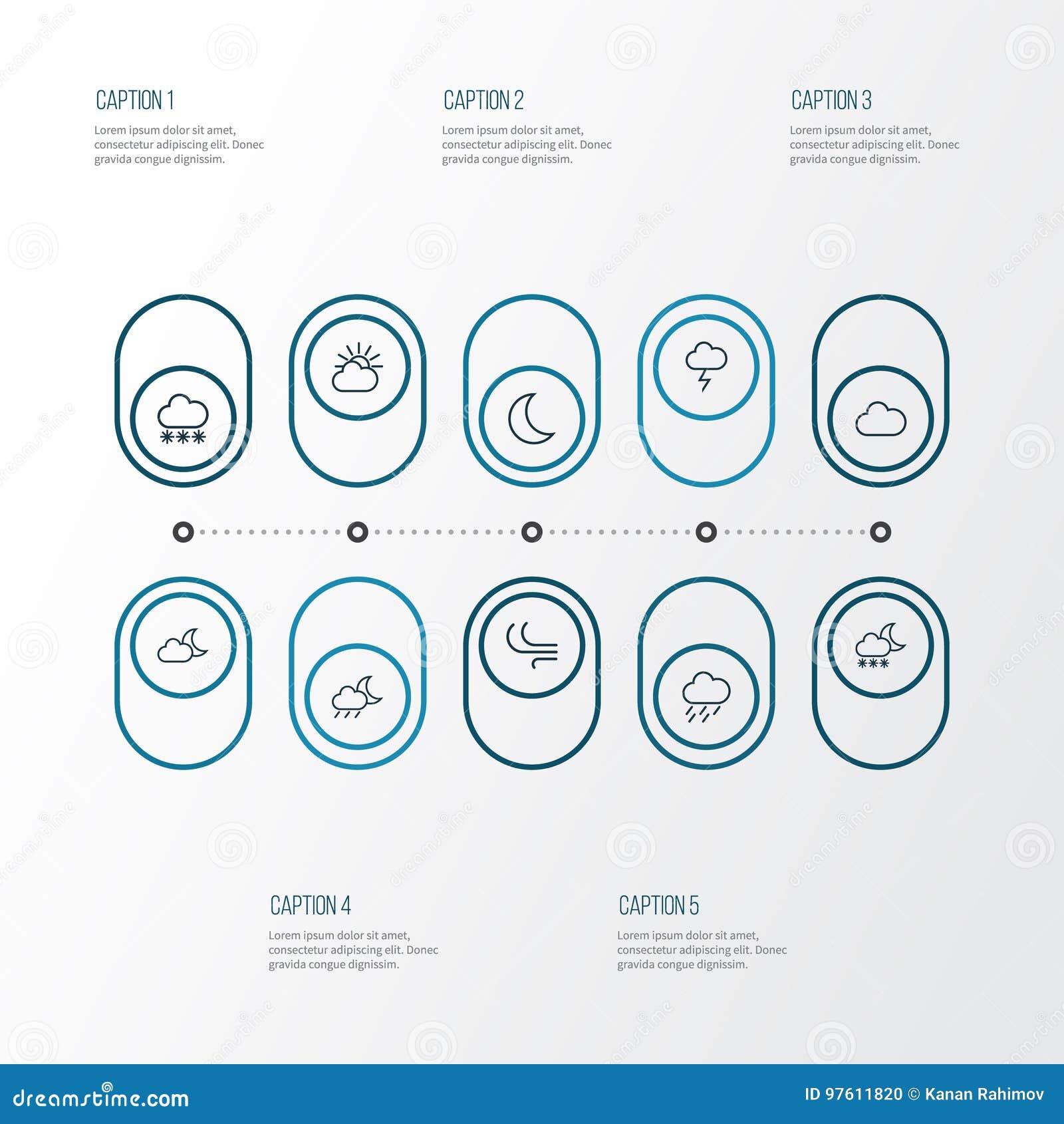 Climate Outline Icons Set. Collection of Cloud Sky, Cloud, Snow and ...