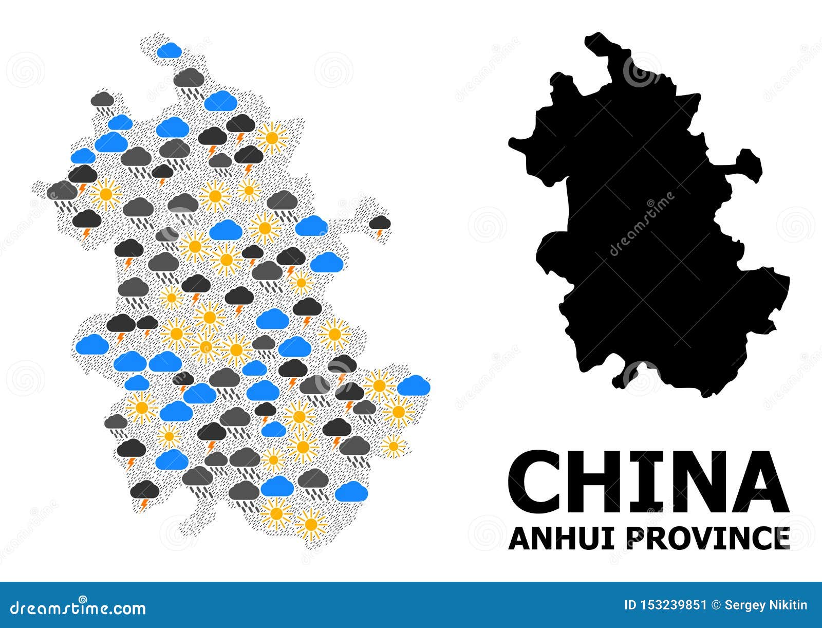 Climate Pattern Map of Anhui Province Stock Illustration - Illustration ...